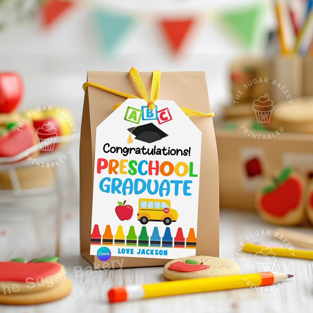 Preschool Graduation Tags Editable Congratulations PRESCHOOL Graduate ...