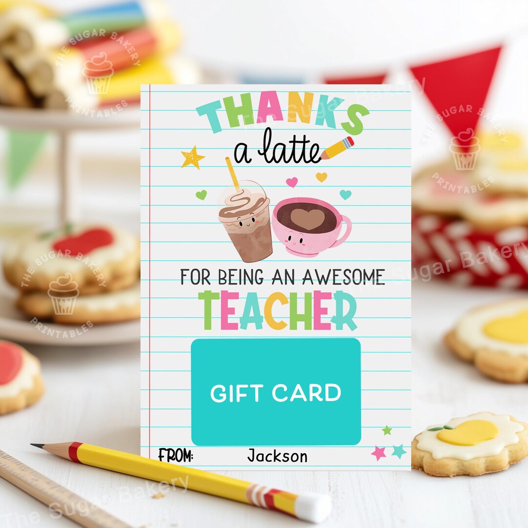 Gift Card Holder TEACHER, Thanks A Latte GIFT CARD Holder, Teacher Gift ...