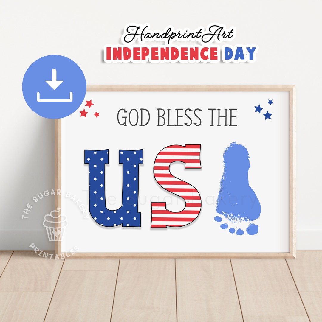 4th of July Handprint Craft Art, God Bless America USA, Handprint ...