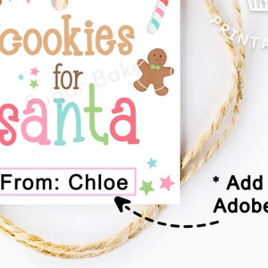 COOKIES for SANTA Cookie Tag, Candy Cane Gingerbread Cookie Tag ...