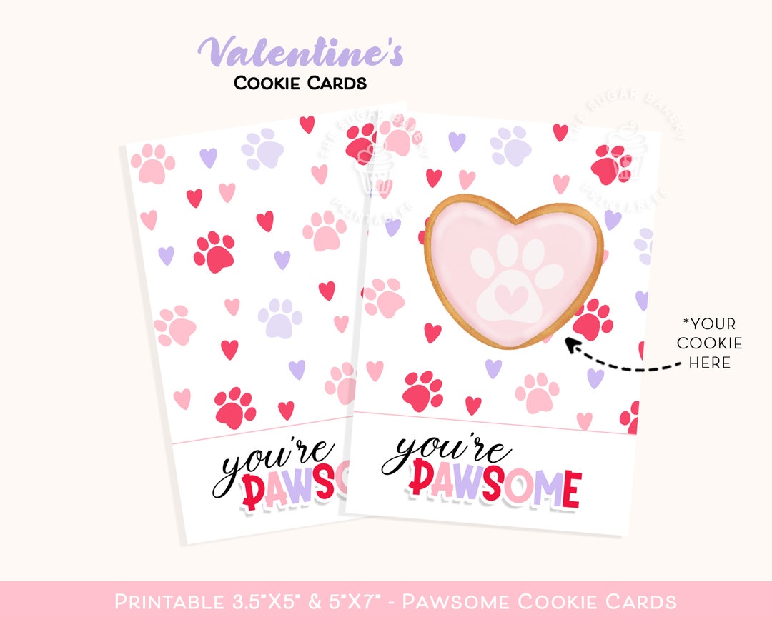 You're PAWSOME Dog Paw Cookie Card, Dog PAW Cookie Card, Printable Mini ...