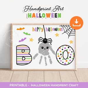 Happy Halloween Handprint Art Ghost BOO Hat Pumpkin Handprint Craft ...