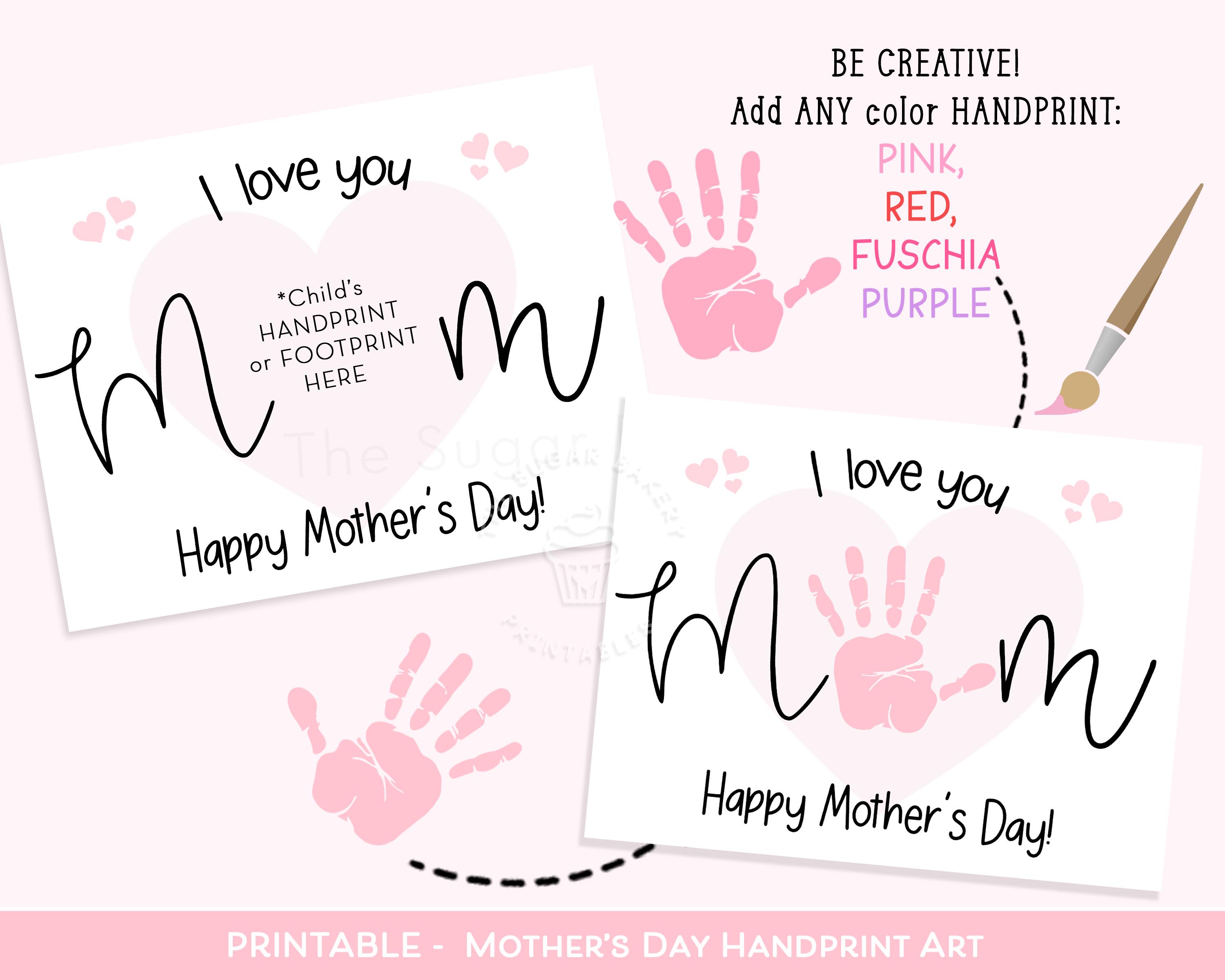 Mothers Day Handprint Craft I Love You MOM HANDPRINT Art for Kids ...
