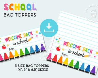 Back to School Treat Bag Topper, PRINTABLE First Day of School Cookie ...