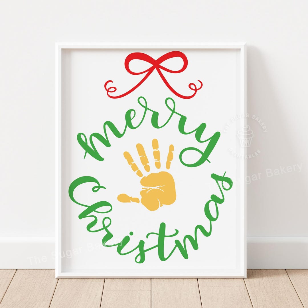 Merry Christmas Handprint Art Printable Christmas WREATH Handprint ...