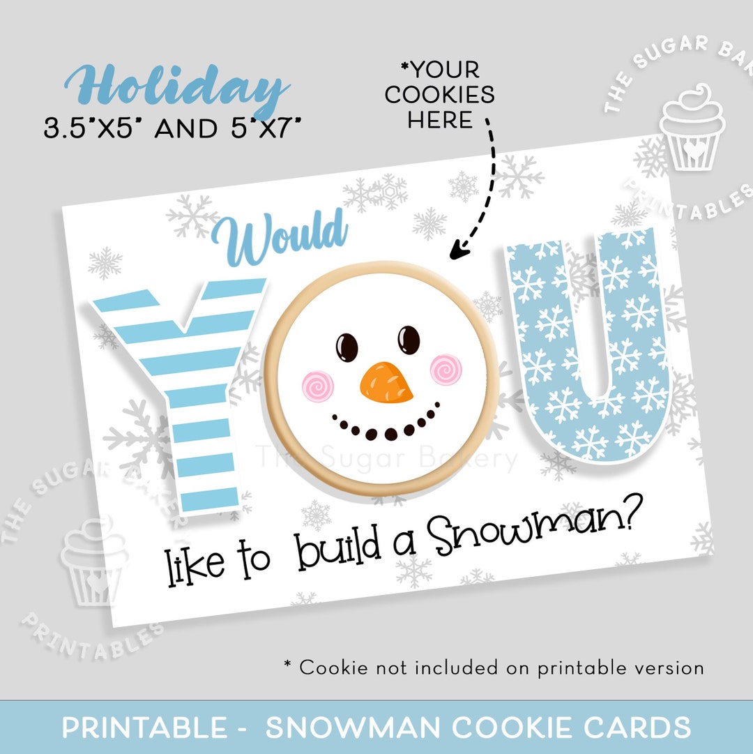 SNOWMAN Cookie Card, Christmas Cookie Card, Winter Snow Cookie Card ...