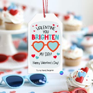 Printable HEART Sunglasses Valentine TAGS, You Brighten My Day ...