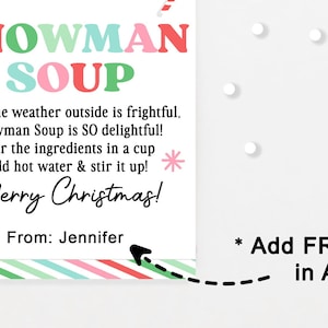 Printable Snowman Soup Tags, Hot Chocolate Tags, Hot Cocoa Tags ...