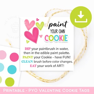 PYO Valentine Cookie Tags, PYO Cookie Instructions, PYO Valentine's Day ...