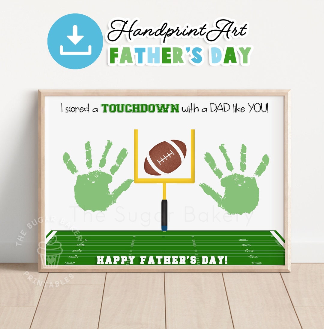 Fathers Day Handprint Art, FOOTBALL Handprint Craft, Fathers Day ...