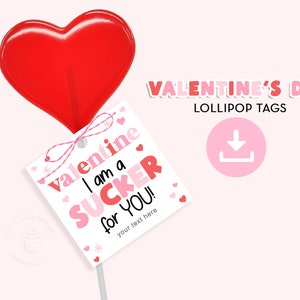 Printable Valentine Lollipop Tag, Valentine Sucker Tag, Valentine Candy ...