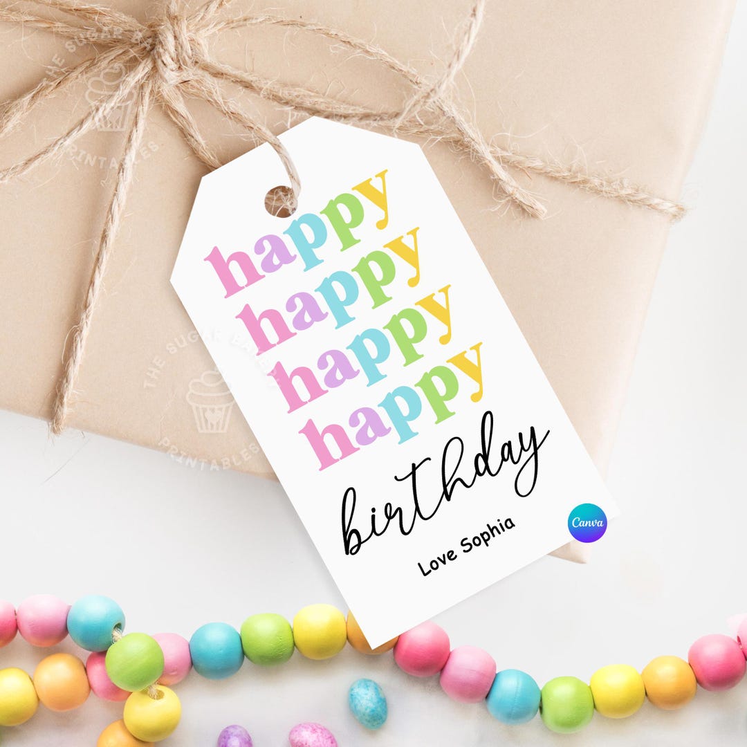 Happy BIRTHDAY Tags, Rainbow Printable Birthday Tags, Birthday GIFT ...