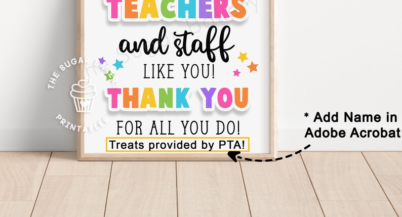 Printable Teacher and Staff Appreciation Sign THANK YOU TEACHER Sign ...