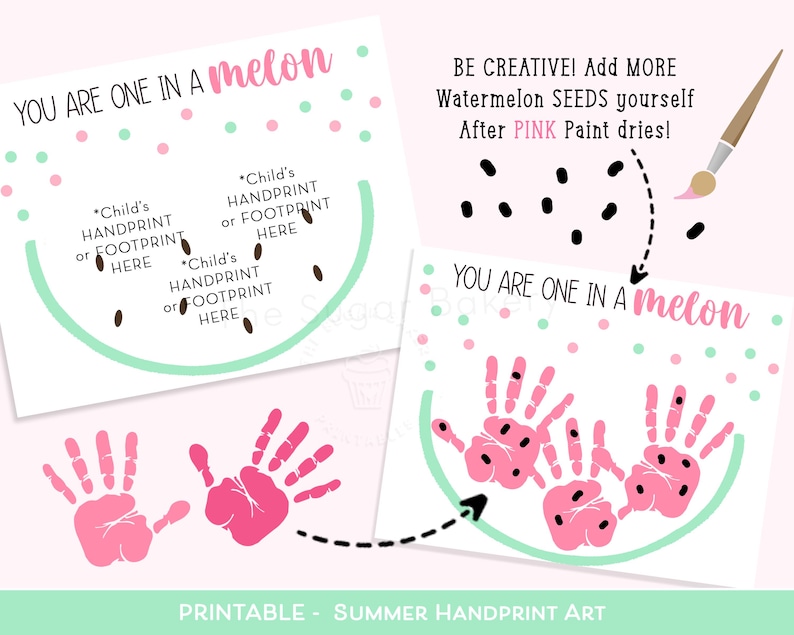 Watermelon Handprint Art Printable – Summer Craft for Kids Toddlers ...