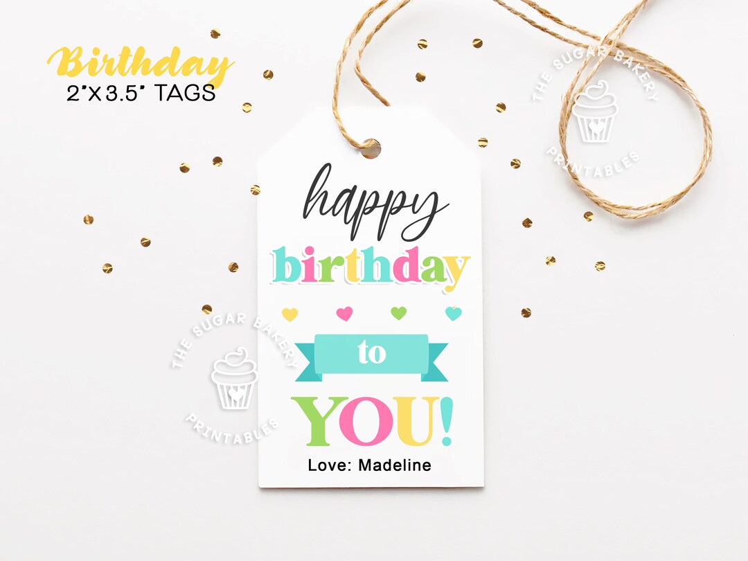 Happy BIRTHDAY Tags, Printable Birthday Tags, Happy Birthday GIFT TAGS ...