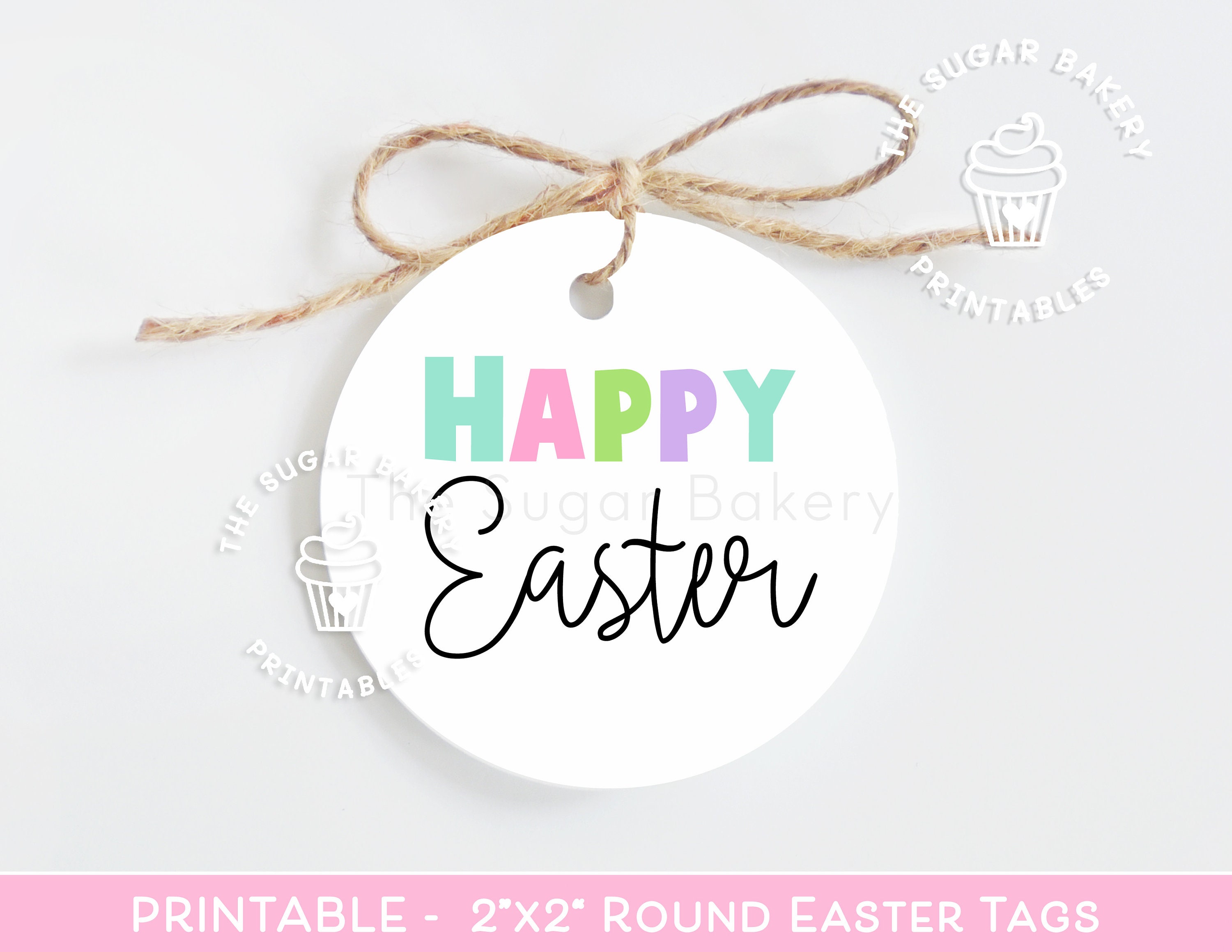 Happy Easter Cookie TAGS, Printable Easter Cookie Tag, 2"x2" Round ...