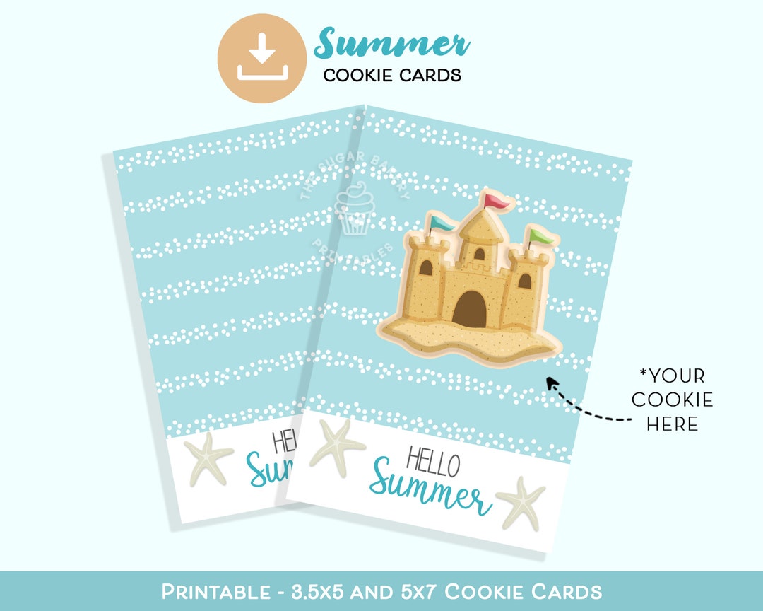 Hello Summer MINI COOKIE CARD, Beach Starfish Summer Cookie Card, 3.5x5 ...