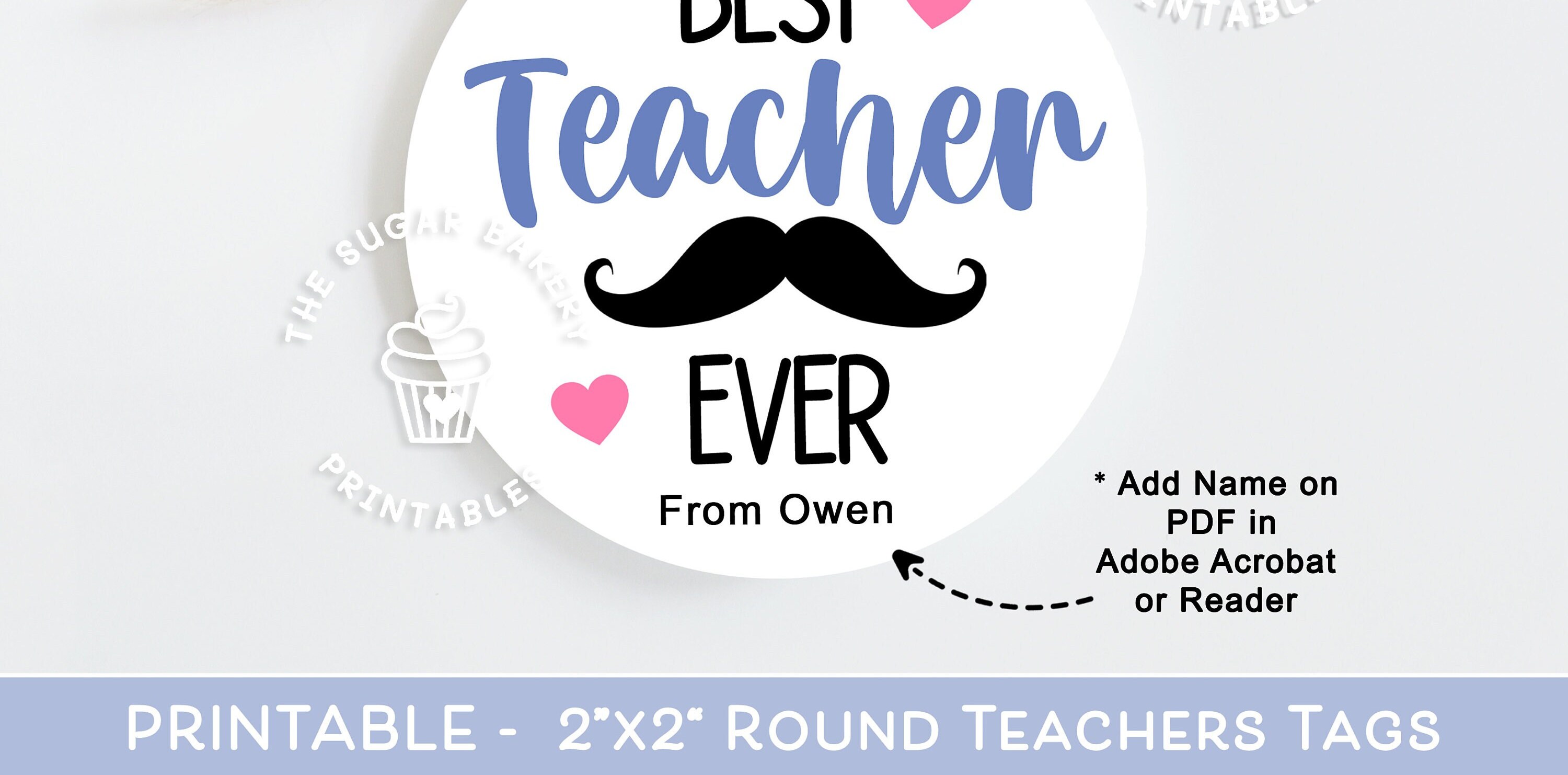 Teacher Appreciation TAG, Mustache TEACHER Tag, Male Teacher ...