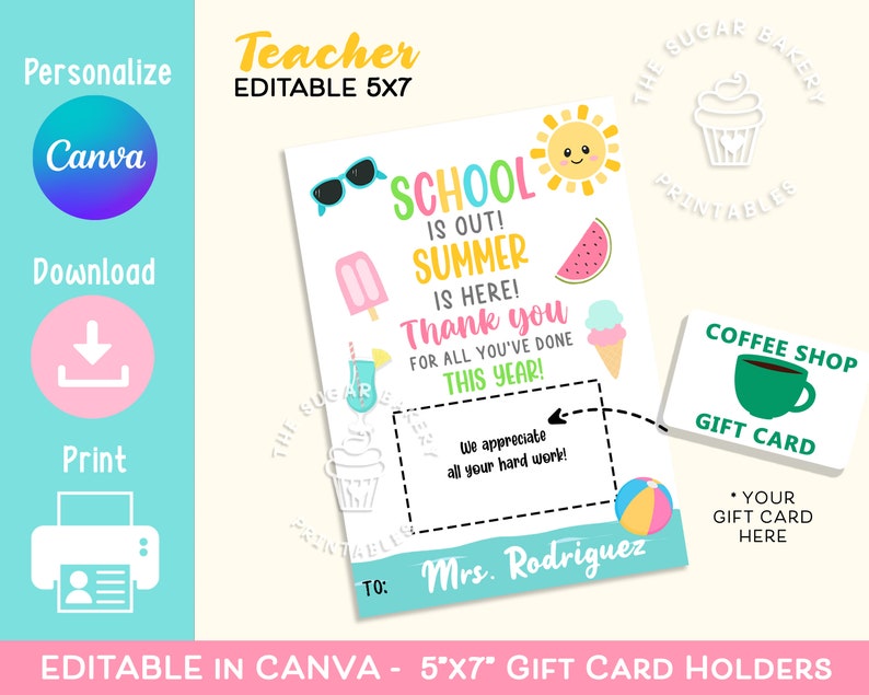 EDITABLE Teacher GIFT CARD Holder Teacher Coffee Gift Card - Etsy