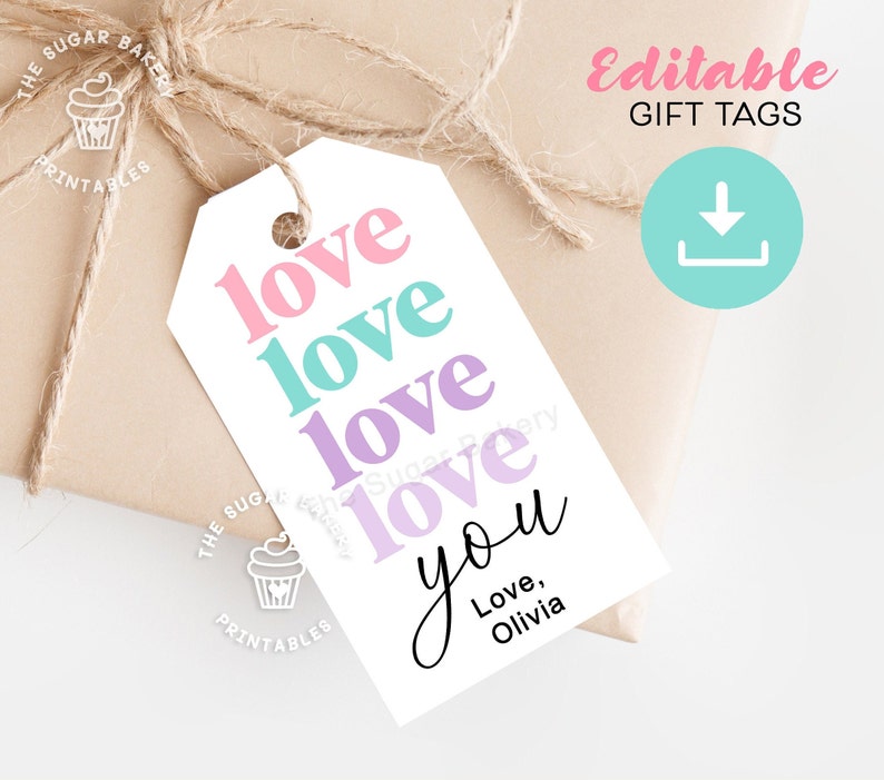 Valentines Day LOVE Favor Gift Tags, EDITABLE Birthday Mothers Day Gift ...