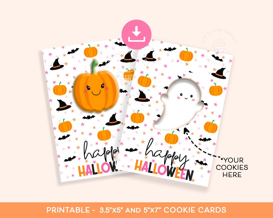 Happy Halloween Cookie Card, 3.5x5 Mini Cookie Card, 5x7 Cookie Card ...
