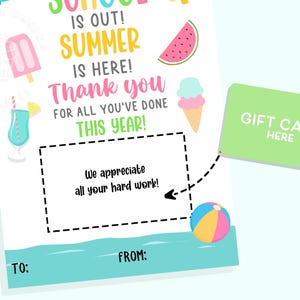 Thank You Teacher GIFT CARD Holder, 5x7" TEACHER Coffee Gift Card ...