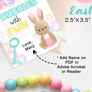 Easter Bubble Tags, Easter Bunny BUBBLES Tag, Classroom Easter Gift Tag, Easter Classroom Gifts ...