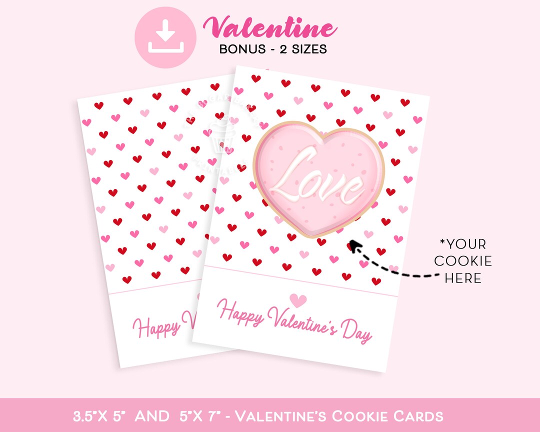 Happy Valentine's Day Cookie Cards, Sweetheart Valentine Cookie Card ...