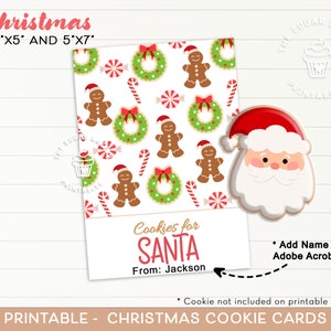 Cookies for SANTA Printable, Santa Cookie Card, Christmas Cookie Card ...