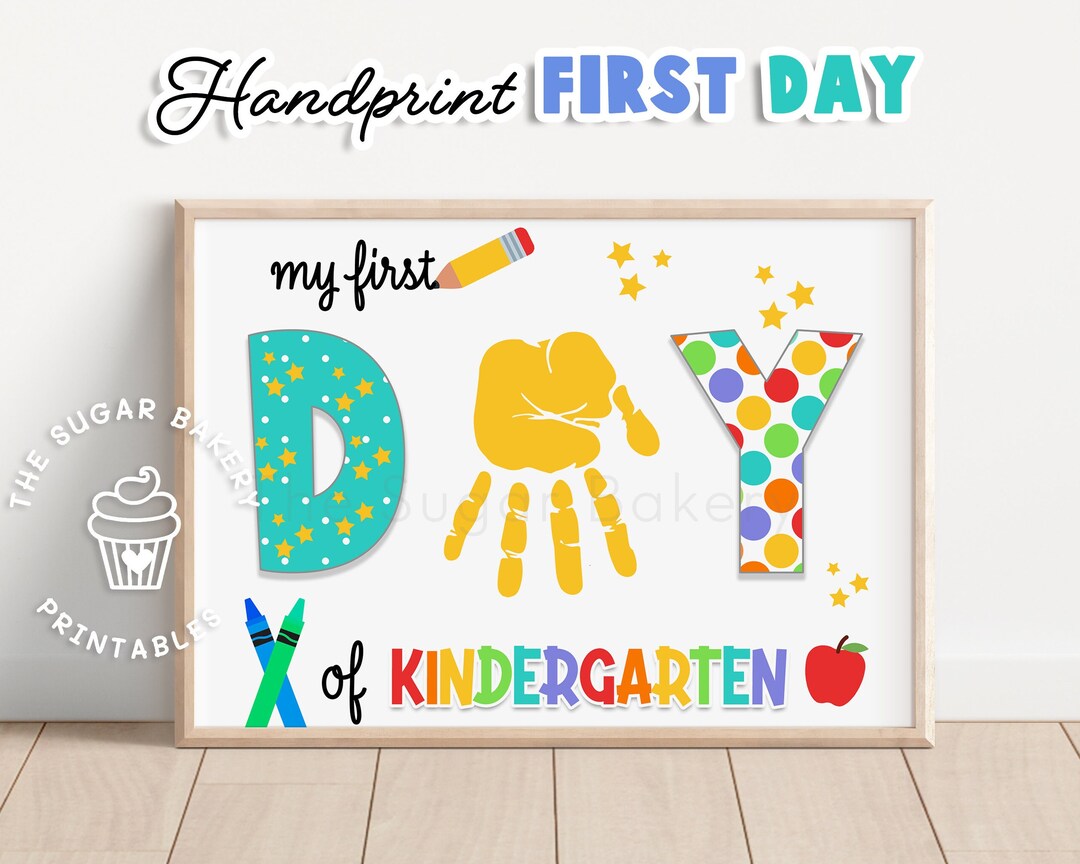 First Day of Kindergarten Handprint Art, Handprint Craft Back to School ...