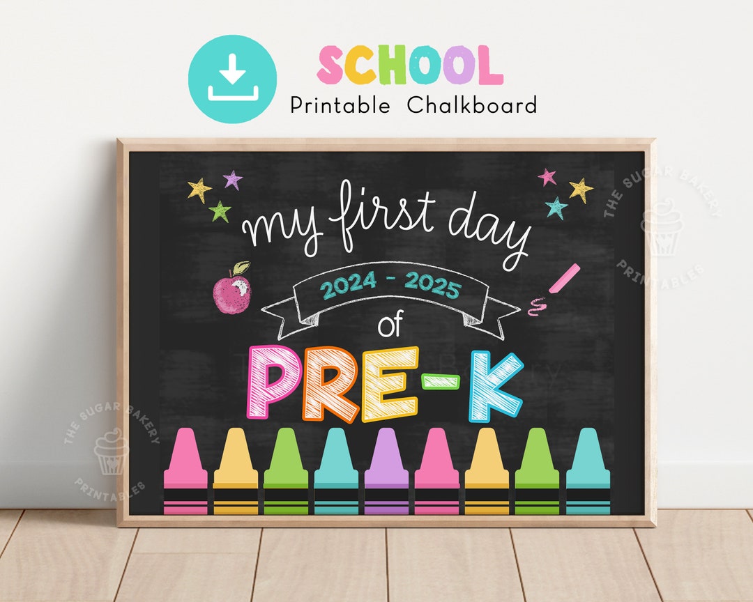 First Day of PREK School SIGN Printable PRE-K Sign 1st Day of Prek ...