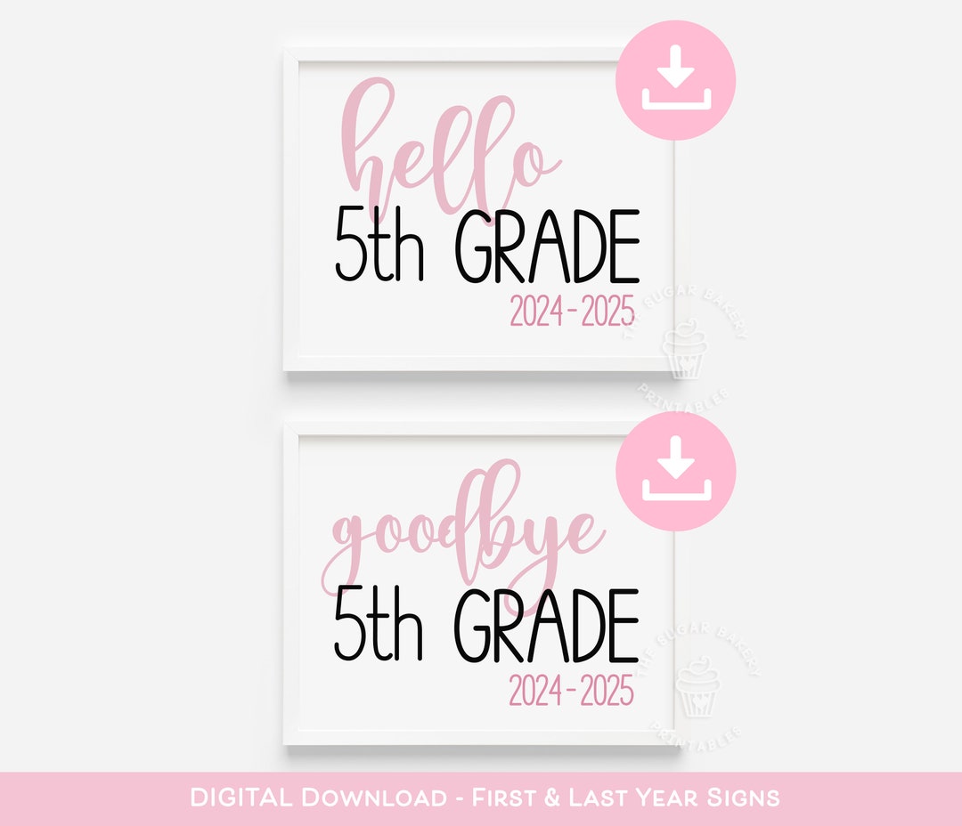 First and Last Day of 5th Grade School Sign, First Day of School Sign ...