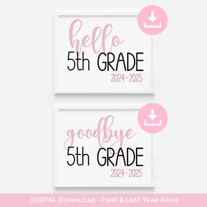 First and Last Day of 5th Grade School Sign, First Day of School Sign ...