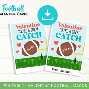 Printable FOOTBALL Valentine Cards for Kids, Football Valentine Cards ...