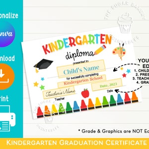 Editable Kindergarten Diploma, Kindergarten Graduation Diploma ...