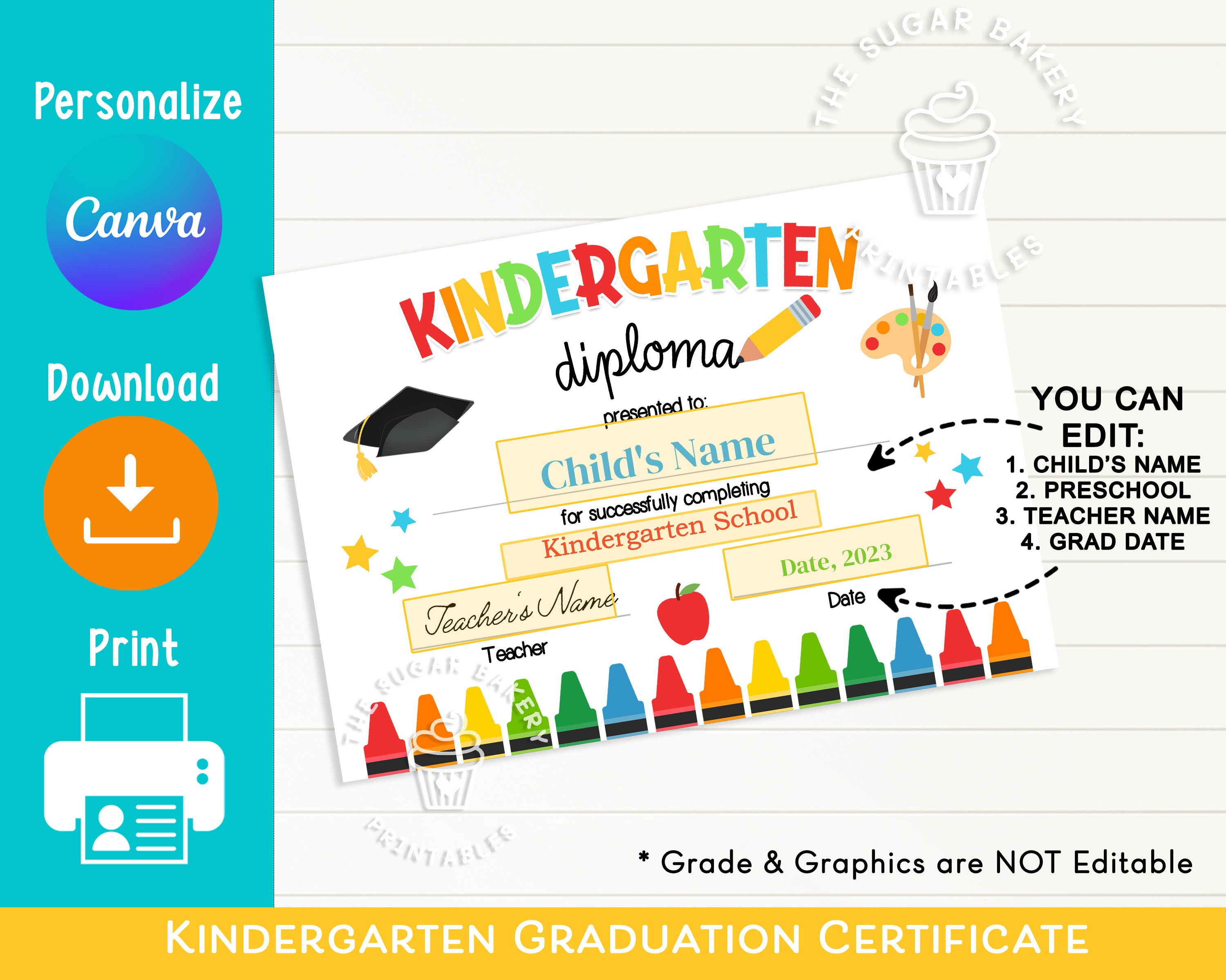 Editable Kindergarten Diploma, Kindergarten Graduation Diploma ...