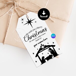 Christmas NATIVITY Printable Gift Tag, for Unto Us a Child is Born ...
