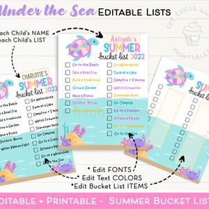Summer Bucket List Printable UNDER the SEA 2025 Personalized Summer ...