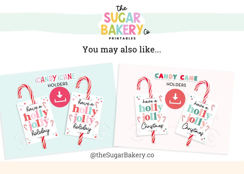 Holly Jolly Christmas Candy Cane Holder, Printable Candy Cane Tag ...