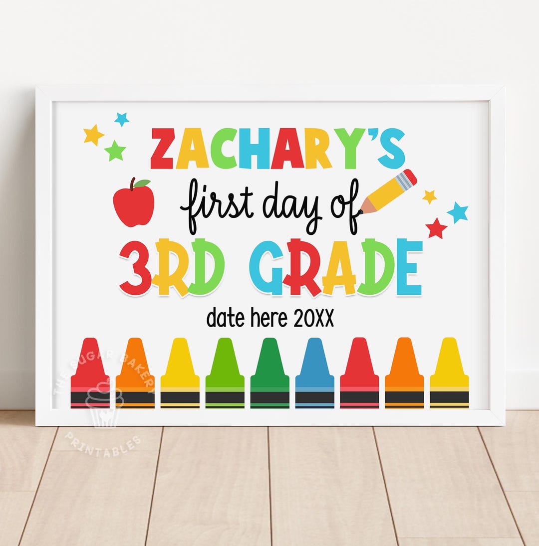 Editable First Day of 3rd Grade Sign, PRINTABLE School Sign for Kids ...