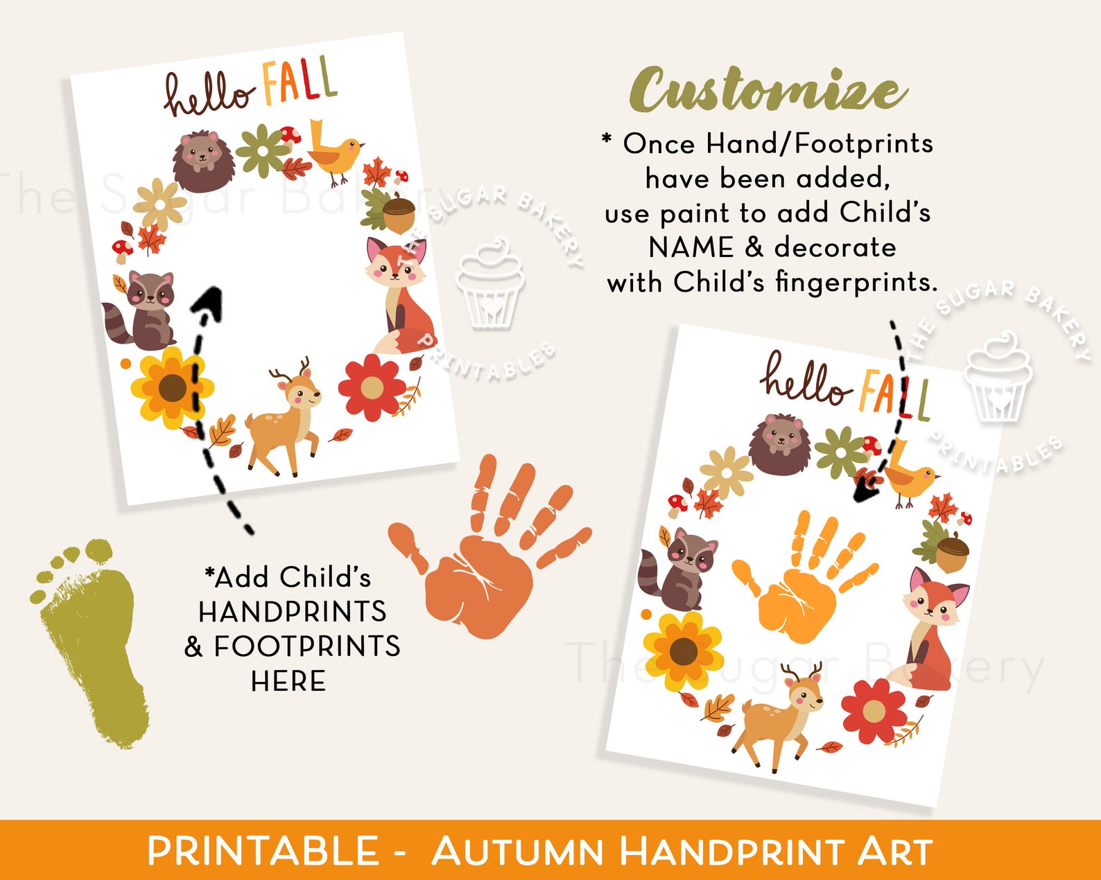 Fall Handprint Craft Printable Autumn Craft Woodland Fox Deer Hedgehog ...