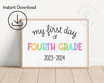 Printable Back to School Sign / First Day of Fourth Grade Sign - Etsy