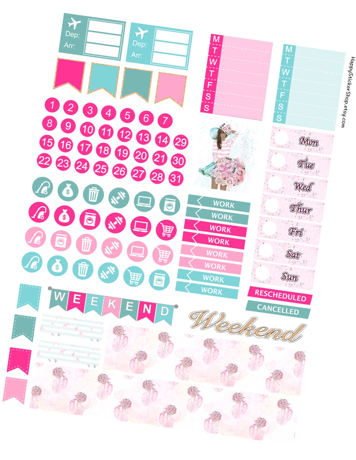 Printable Planner Stickers Erin Condren Weekly Kit Digital - Etsy