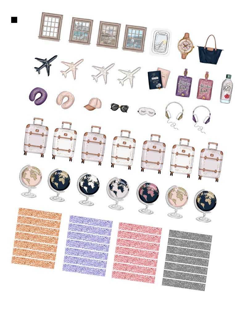 Travel Planner Stickers, Printable, Vacation, Erin Condren, Silhouette ...