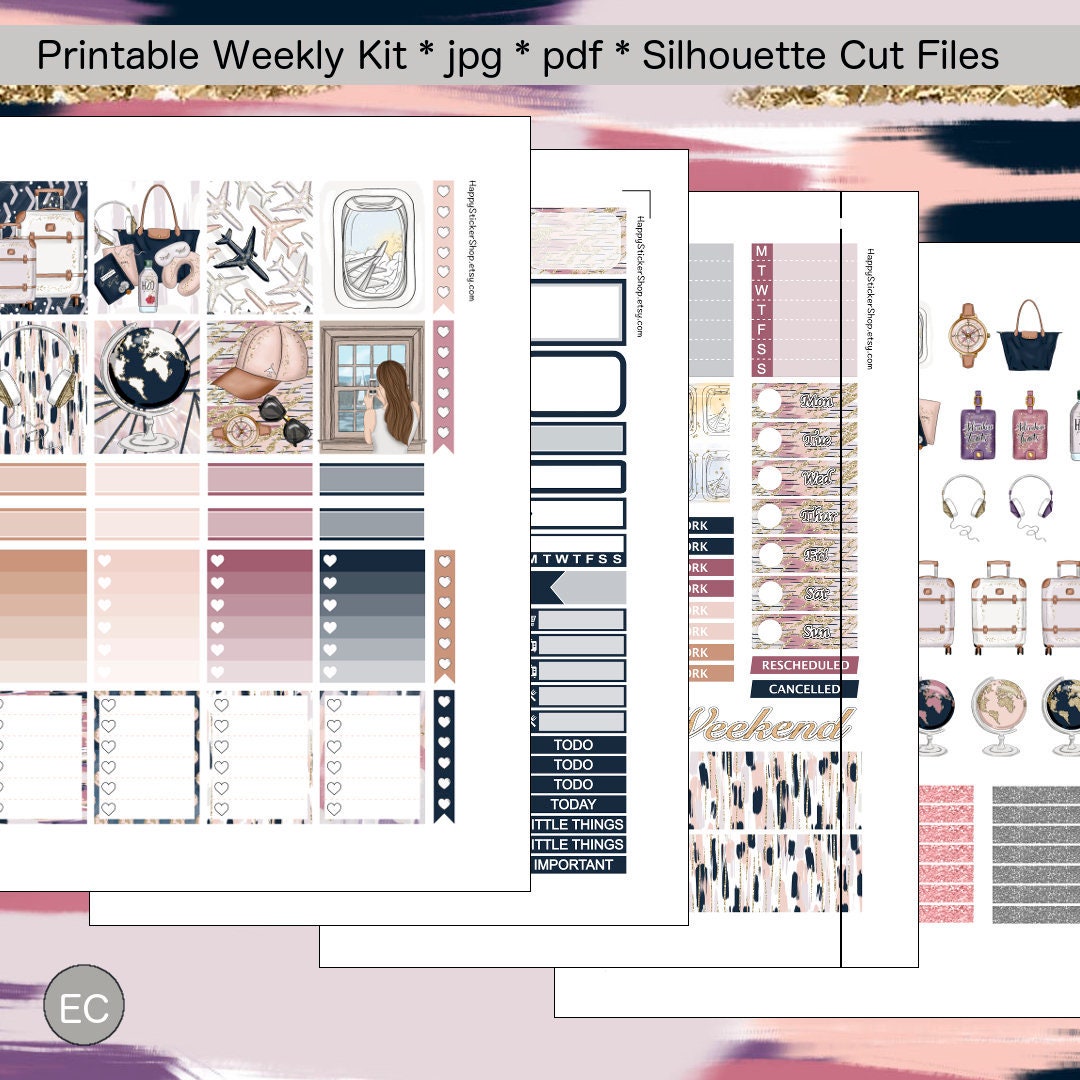 Travel Planner Stickers, Printable, Vacation, Erin Condren, Silhouette ...