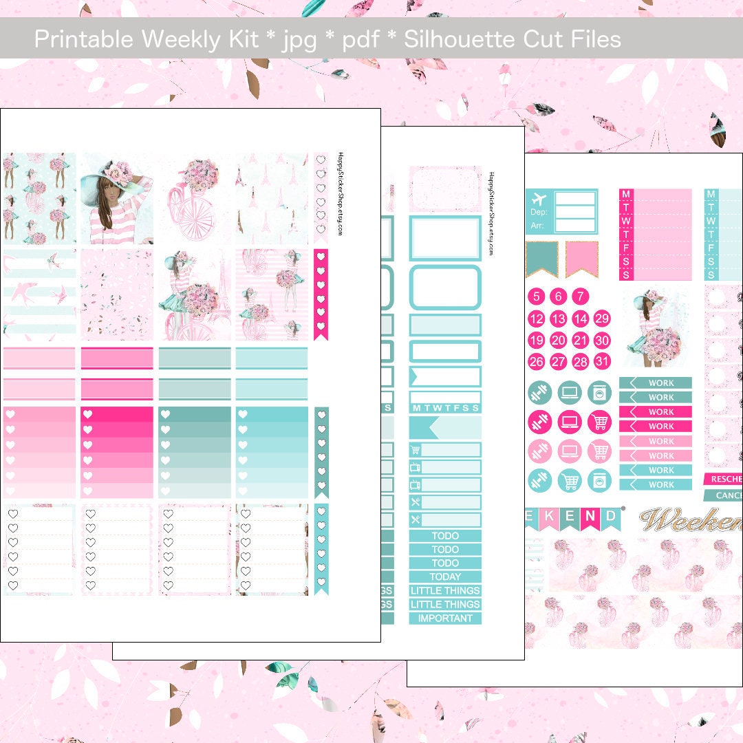Printable Planner Stickers, Erin Condren, Weekly Kit, Digital Download ...