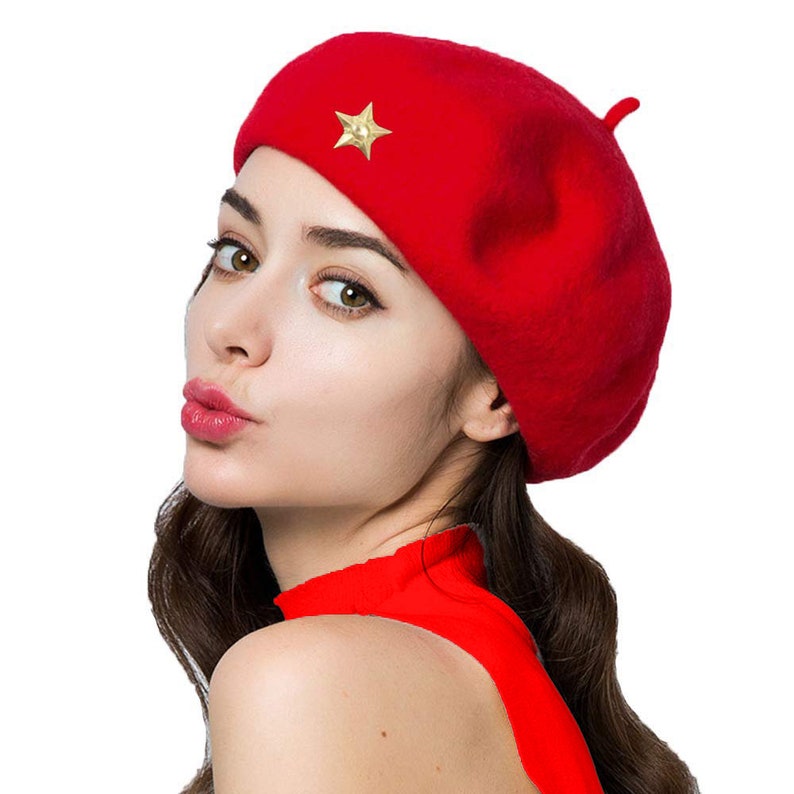 Unisex Adult Free Size Solid Color Wool Blend French Artist Beret Cap ...
