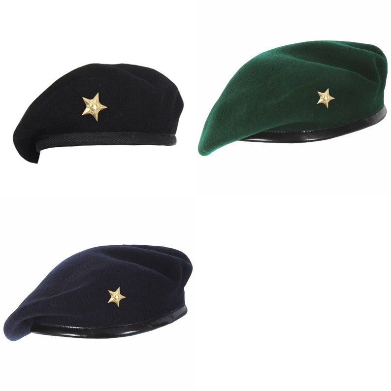 Men Woman Metal Golden Mix Wool Army Artist Hat Cap Beret - Etsy