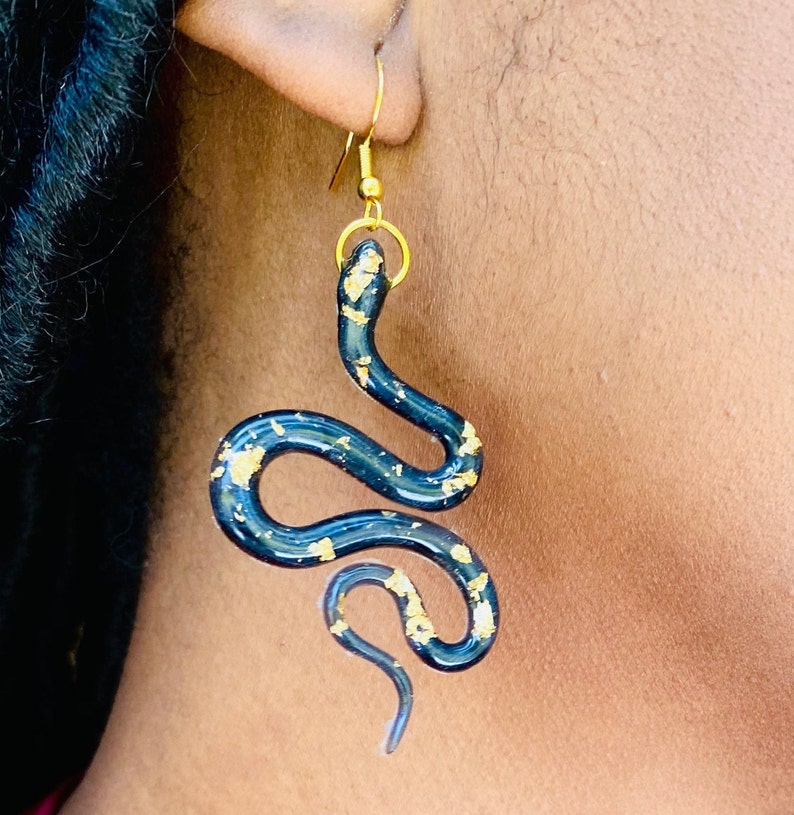 Handmade Snake Earrings Gold Snake Earrings Dangle Snake - Etsy