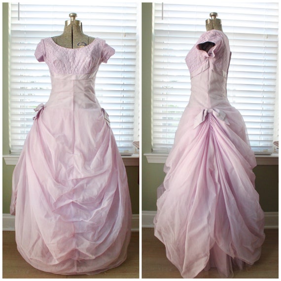 1950s Lilac Princess Gown with Matching Bonnet - Gem